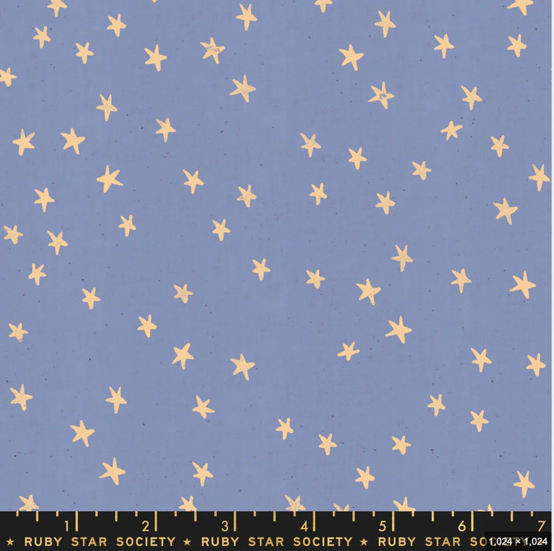 Starry Fat Quarter or More Dusk Blue Ruby Star Society Oop Htf BTFQ ...