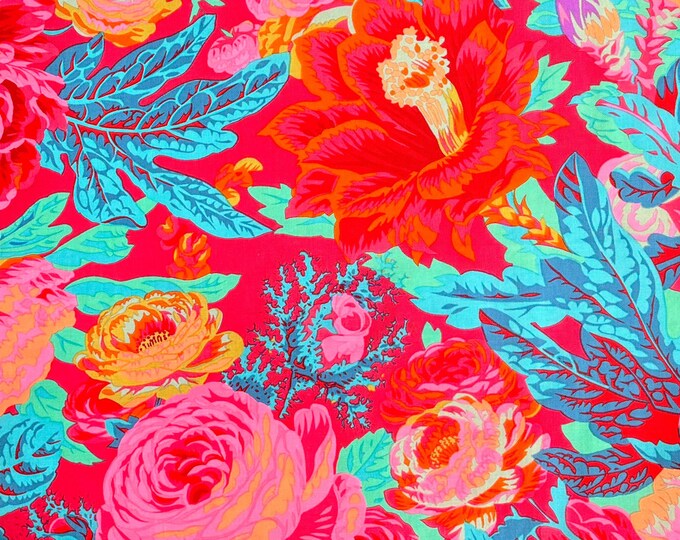 Floral Burst Red - 1/6 Yard - 12" X 21" - Phillip Jacobs Rowan Fabrics ...