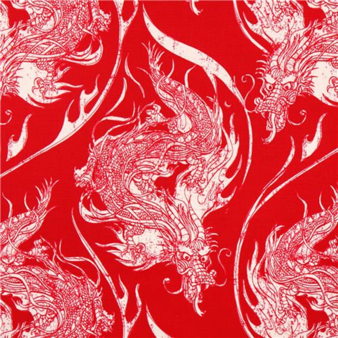 Year of the Ninja - Dragon Red - FQ or More - Scott Jarrard Riley Blake ...