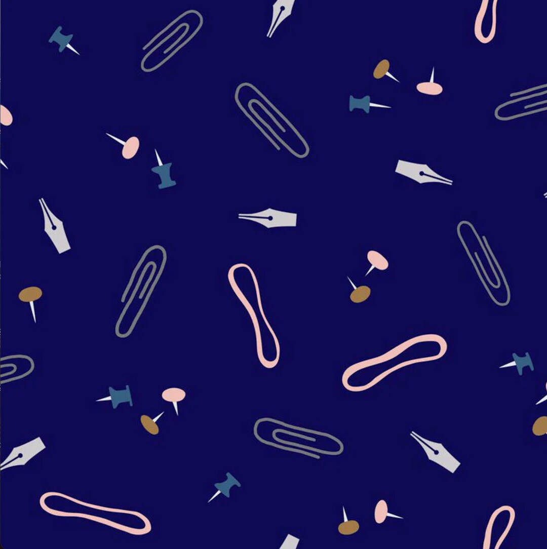 Steno Pool FQ or More Kim Kight Desk Drawer Ink Cotton Steel RJR Oop - Etsy