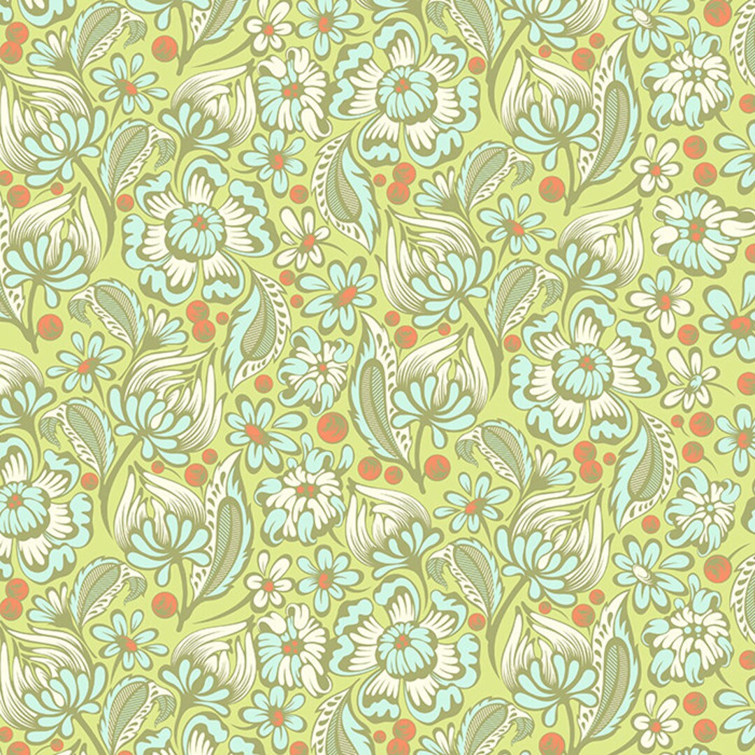 Chipper - FQ or More - Tula Pink Wild Vines Mint Free Spirit Fabrics ...
