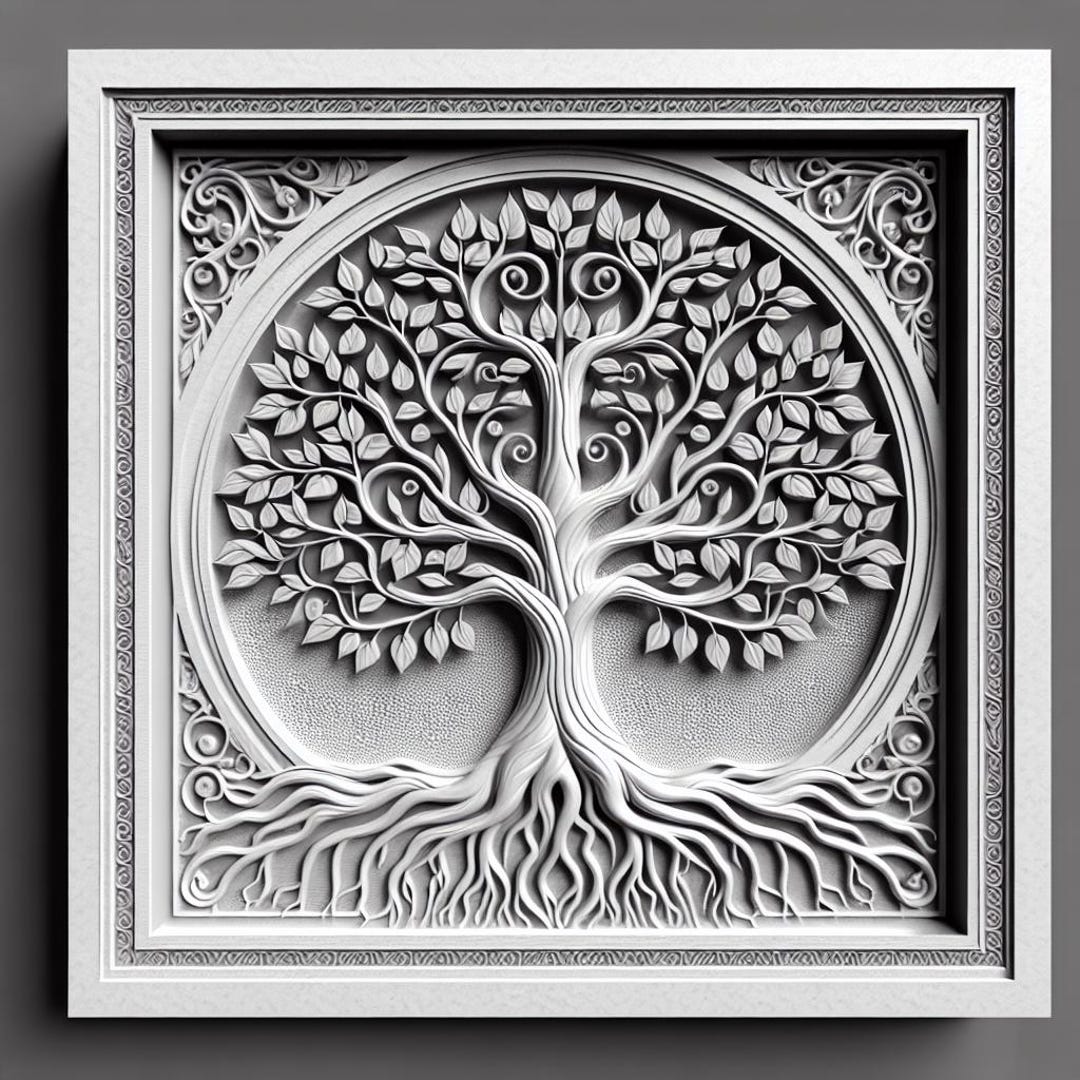 Tree of Life STL File for CNC and Laser | Digital Wood Carving Wall ...