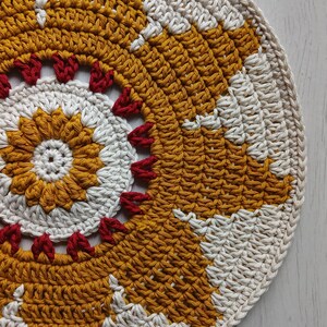 DIY Red/mustard Crochet Round Placemat Pattern PDF | Home Decor | Easy ...