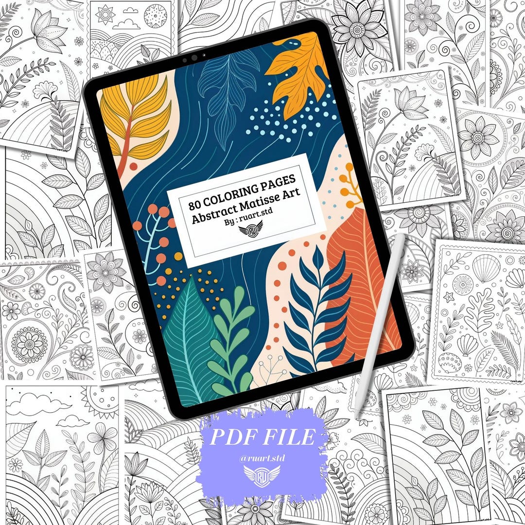 Abstract Matisse Coloring Pages: 80 Printable Art Designs (PDF Download ...