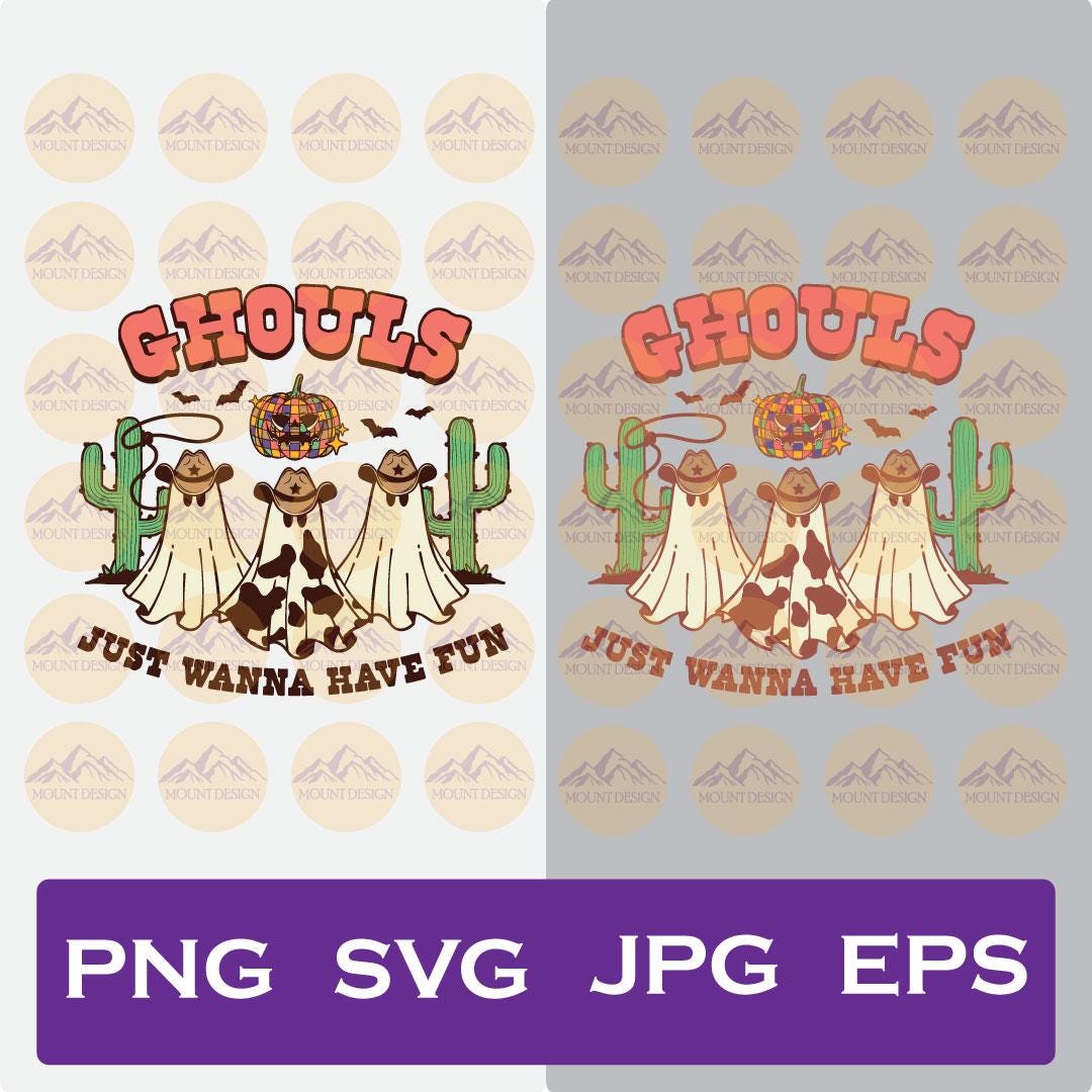 Ghouls Just Wanna Have Fun PNG | Western Cow Print Ghosts Halloween ...