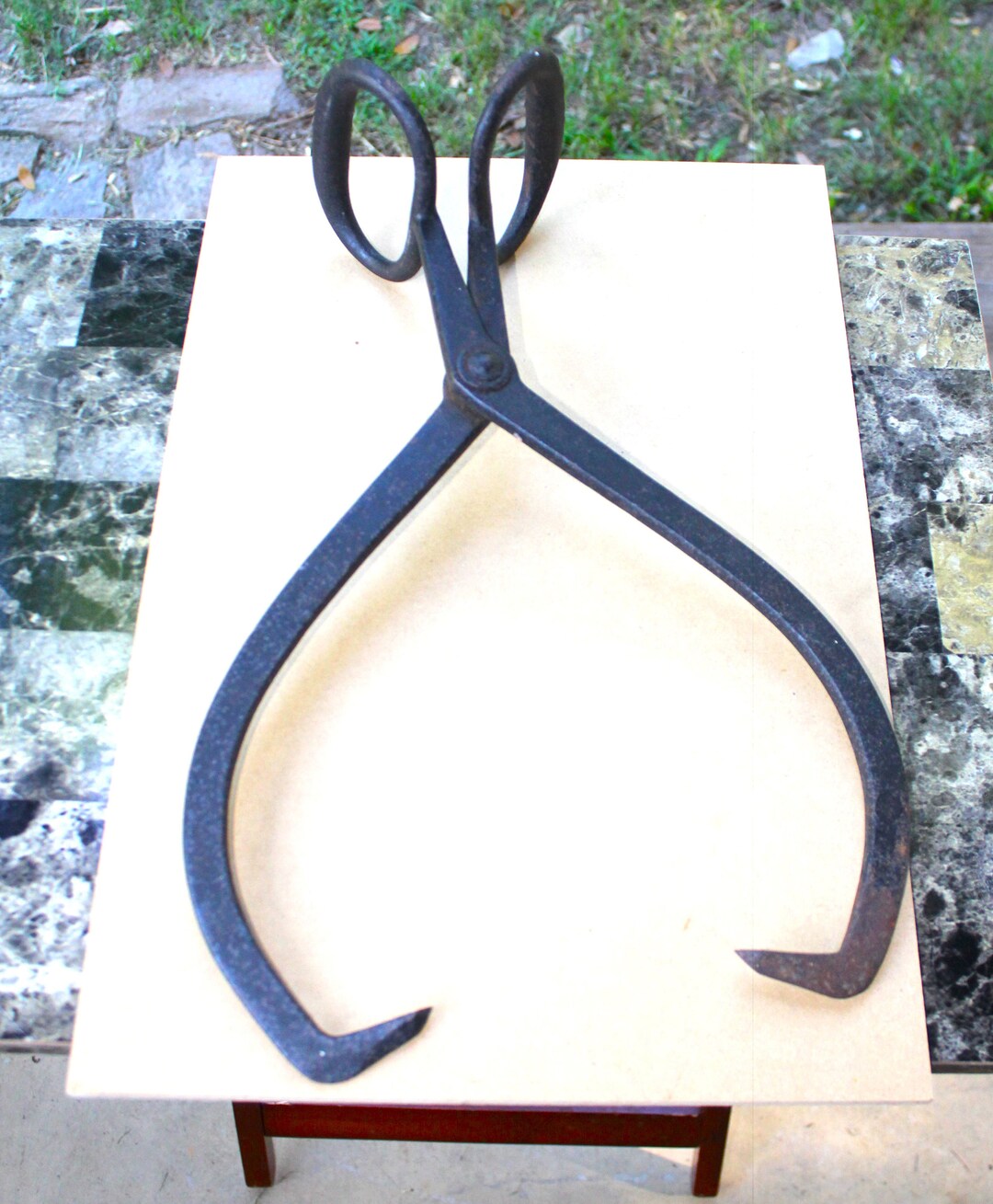 Vintage Primitive Antique GIFFORD WOOD Ice Block Tongs Large 16 Hand ...
