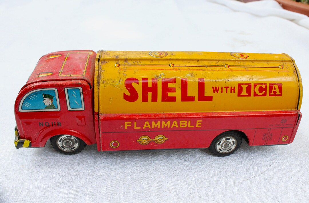 Rare Vintage Toy TIN LITHO SHELL Oil Friction Truck 1950's Made in ...
