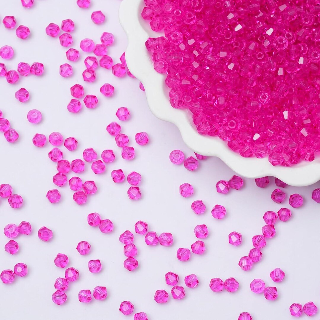 Glass Bicone Beads Hot Pink Glass Beads 4mm Spacer Beads Bulk Beads ...