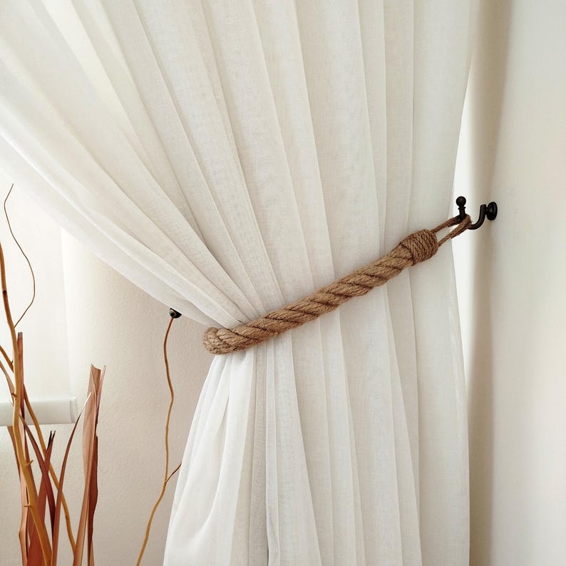 Rustic Jute Rope Curtain Tieback: Farmhouse Style Handmade Window ...