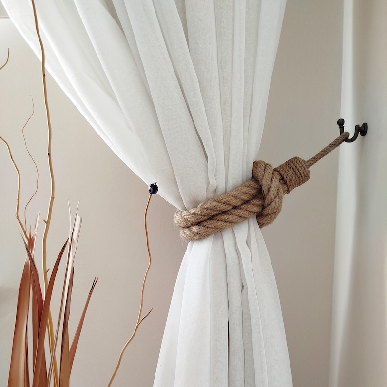 Rustic Jute Rope Curtain Tieback: Nautical Style Home Decor, Farmhouse ...