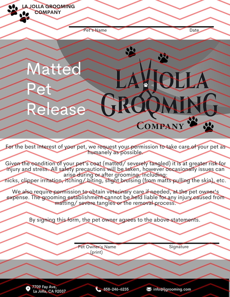 Matting Release Form DIGITAL TEMPLATE - Etsy