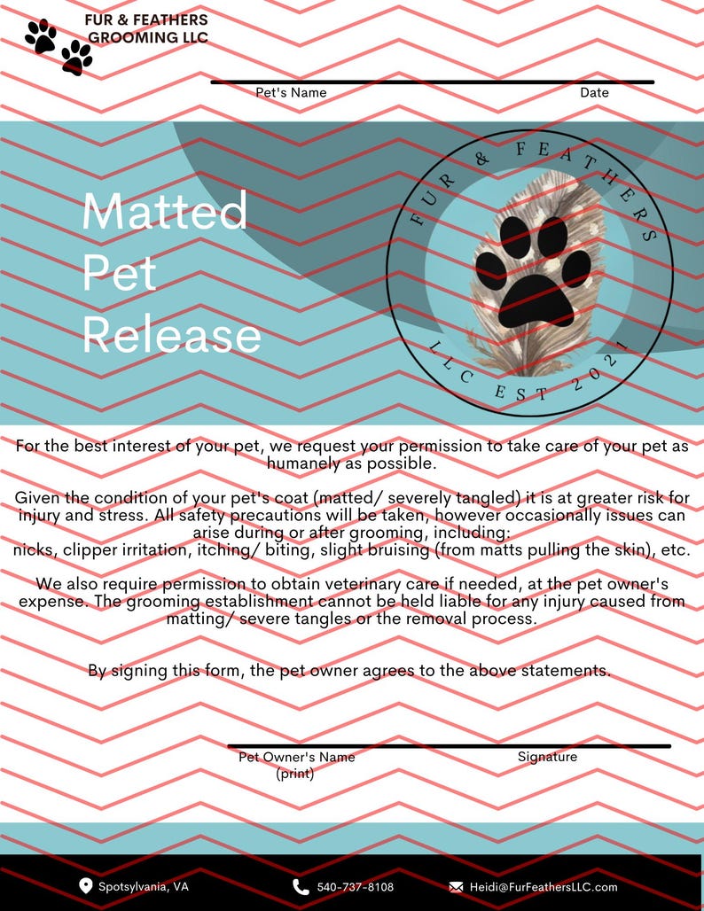 Matting Release Form DIGITAL TEMPLATE - Etsy