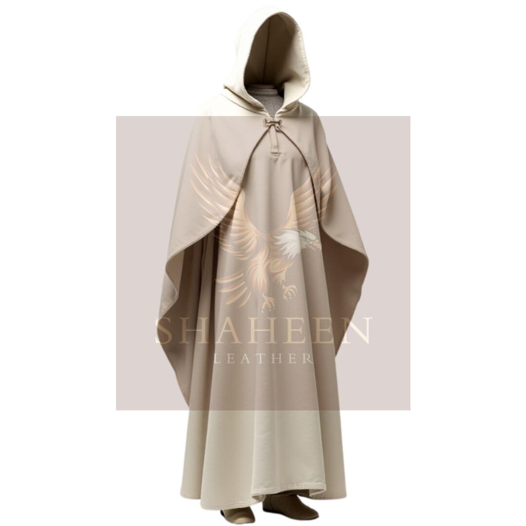 Full-length White Leather Hooded Cloak – Warrior-inspired Elegance ...