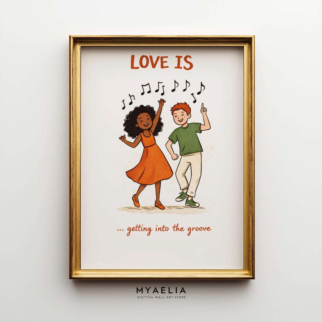 Vintage Dancing Couple Poster, Love Actually Inspired Artwork, Romantic ...