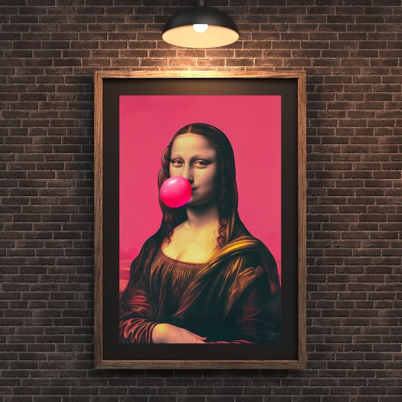 Mona Lisa Bubble Gum Print: Pink Pop Art Renaissance (digital Download ...