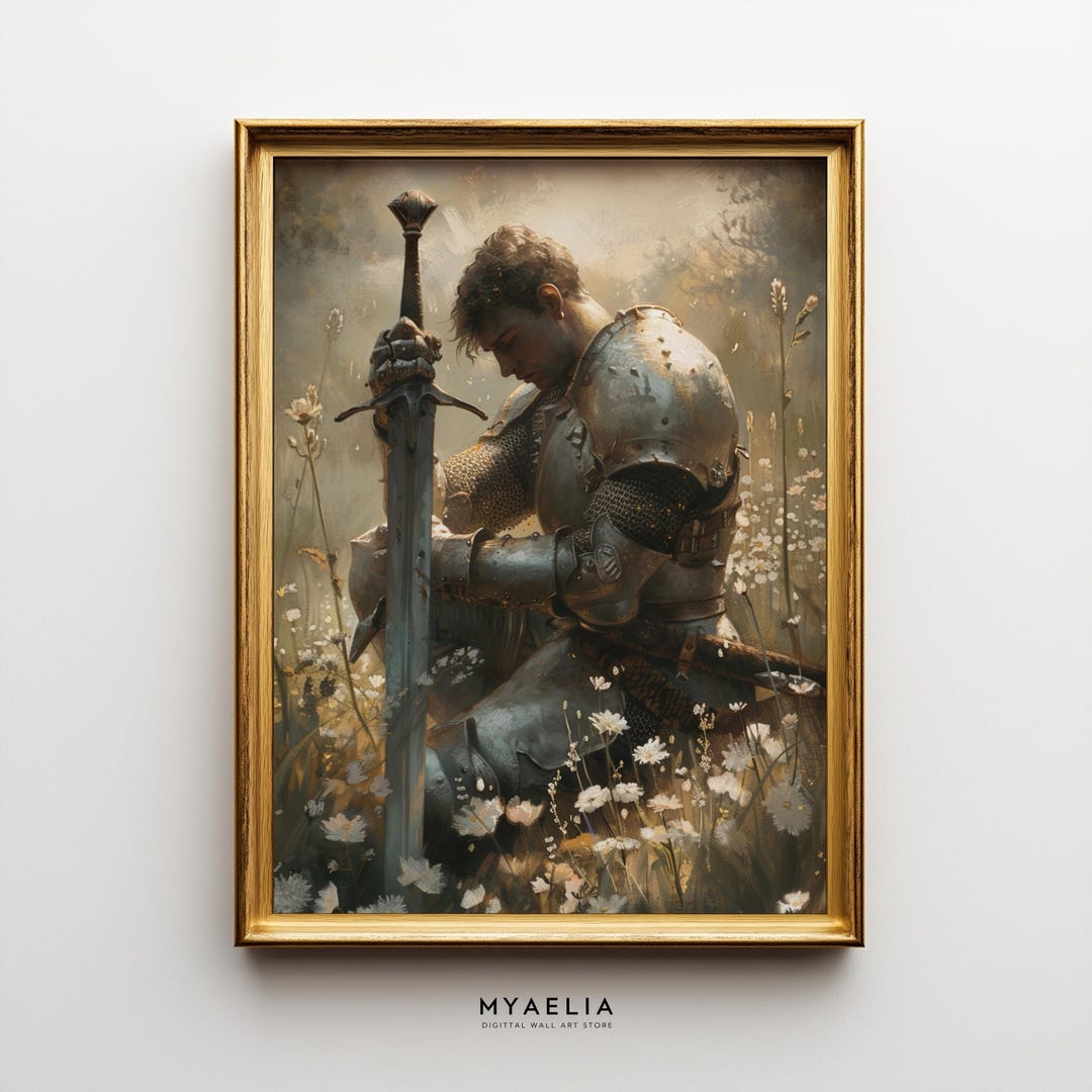 Fallen Knight Art Print – Gothic Medieval Warrior Poster (digital ...