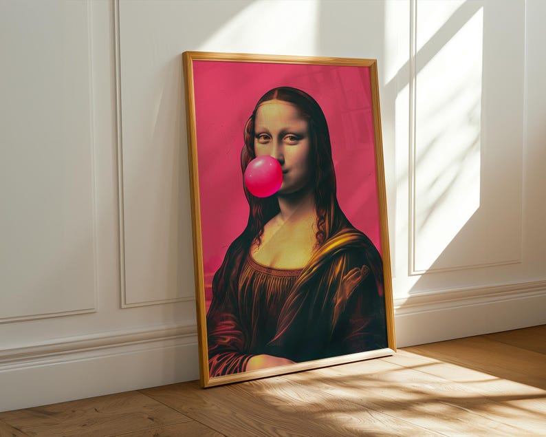Mona Lisa Bubble Gum Print: Pink Pop Art Renaissance (digital Download ...