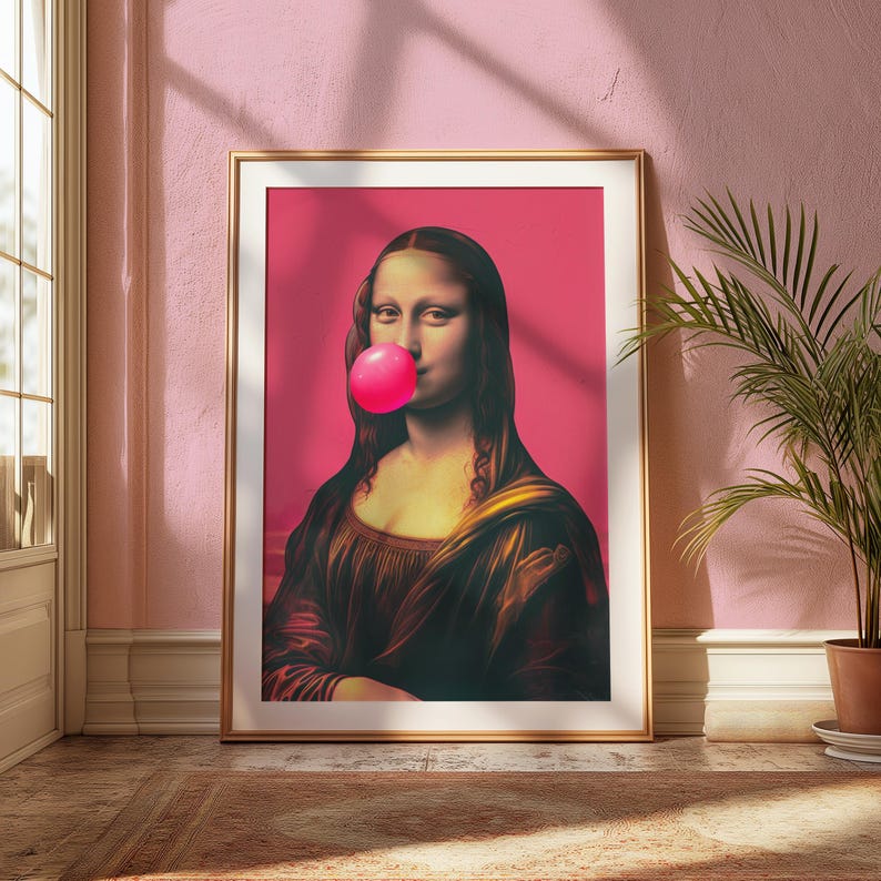 Mona Lisa Bubble Gum Print: Pink Pop Art Renaissance (digital Download ...