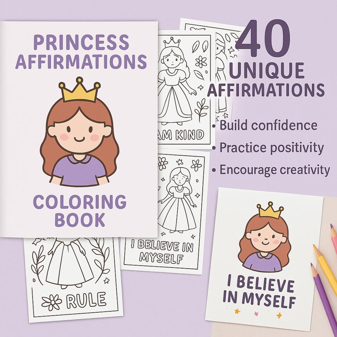 Princess Affirmations Coloring Book for Girls | Printable Positive ...