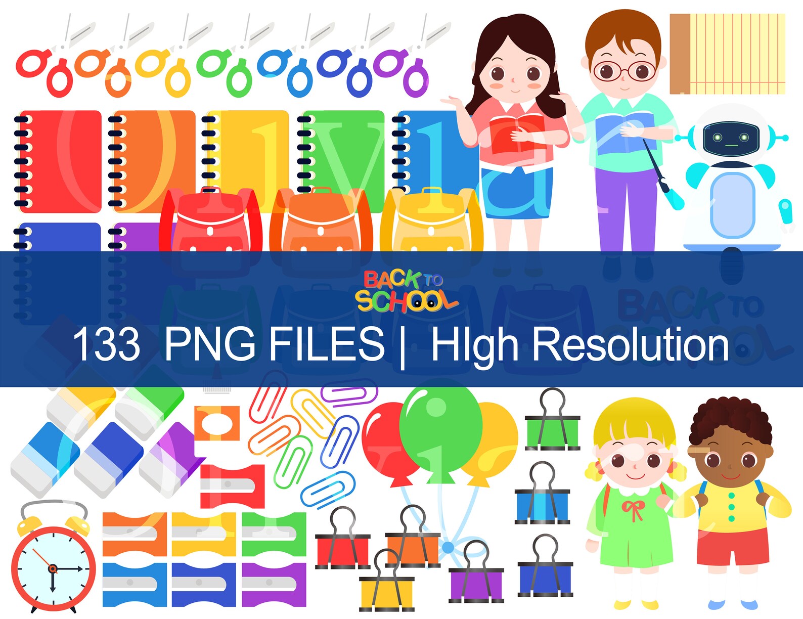 Back to School Clip Art Bundle, School Supplies Clip Art, School Bus ...