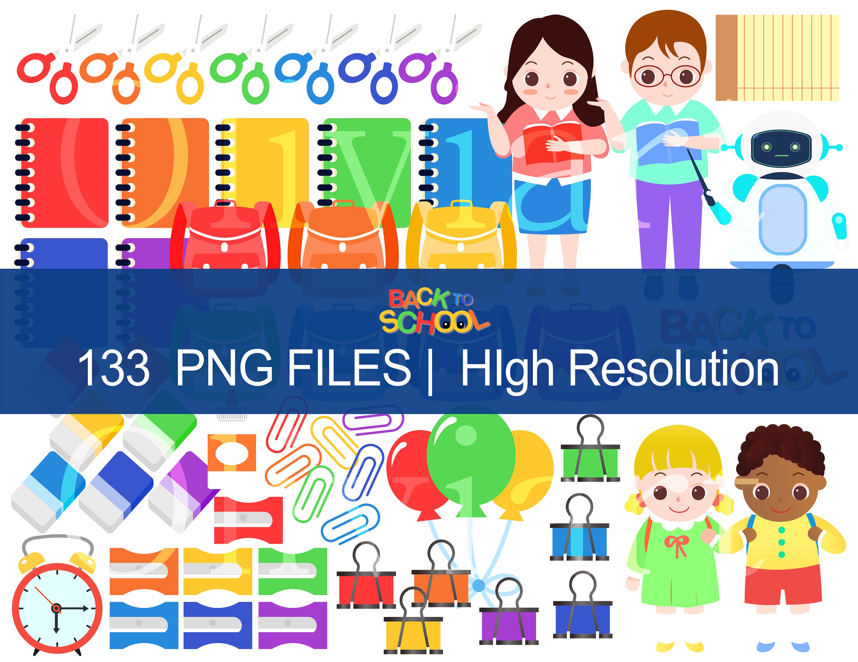 Back to School Clip Art Bundle, School Supplies Clip Art, School Bus ...