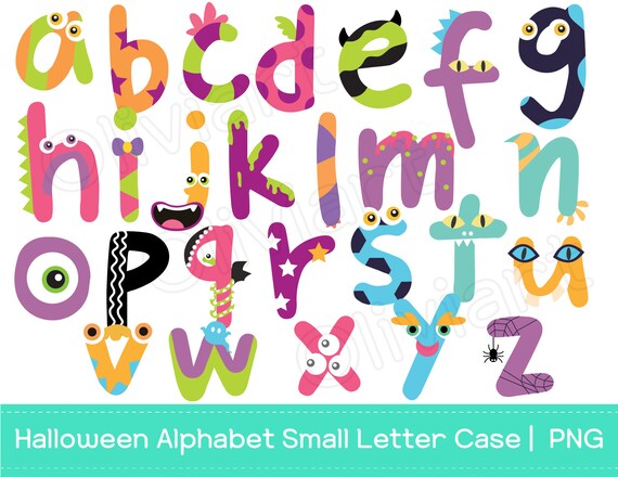 Halloween Lower Case Alphabet Clip Art Bundle Halloween Font - Etsy