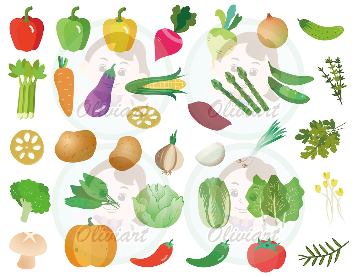 Vegetable Clip Art, Veggies Clip Art, Vegetables Graphics, Instant ...