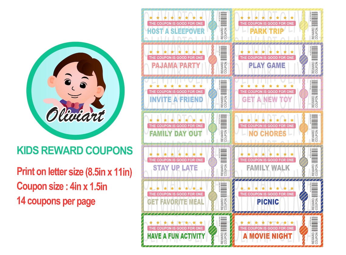 Kids Reward Coupon, Editable Kids Coupons, DIY Gift for Kids, Printable ...