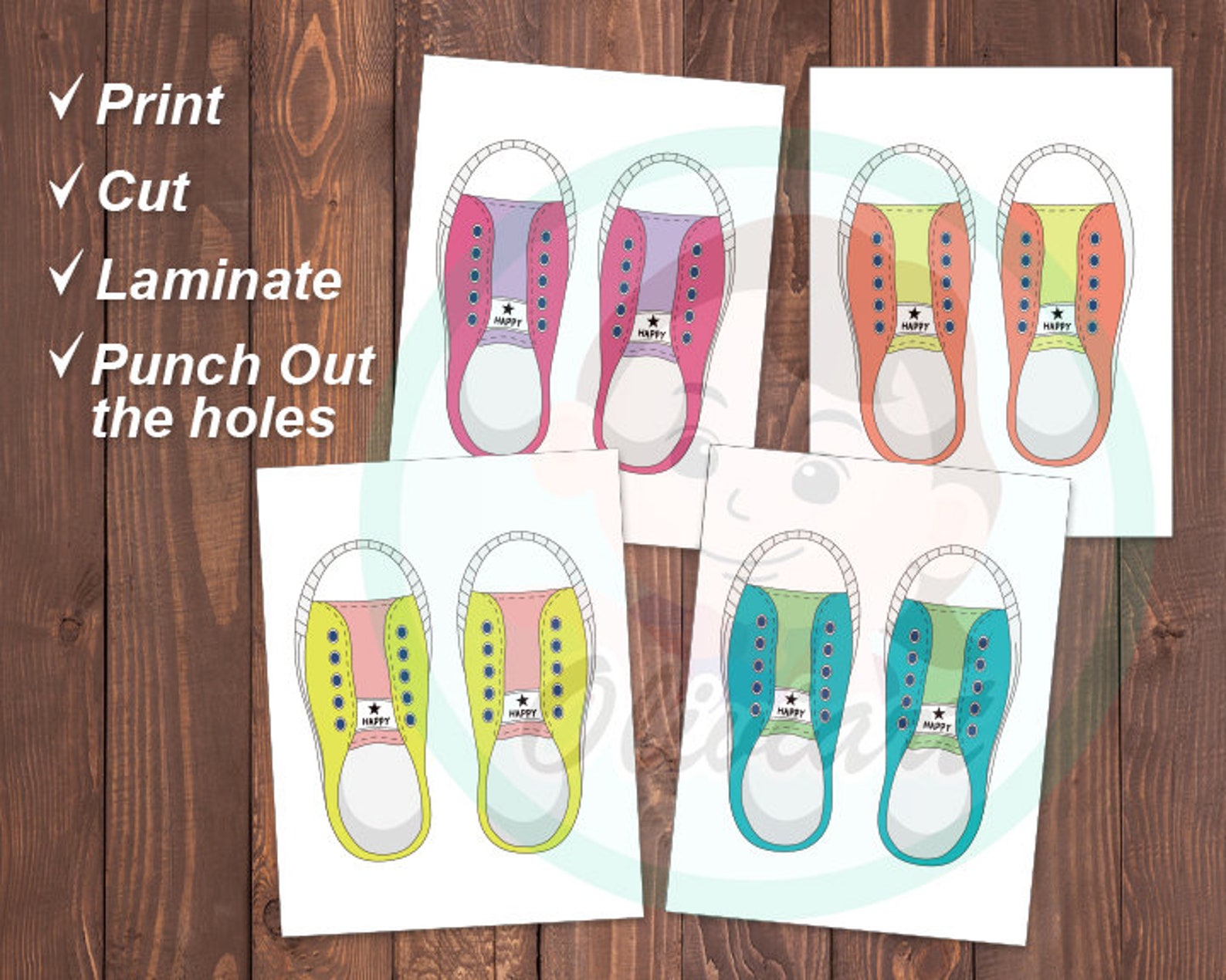 Learn to Tie Shoes Shoe Tying Practice Printable Shoe Lacing - Etsy