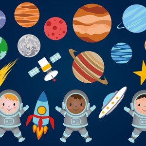 Solar System Clipart Set Astronaut Clipart Planet Clip Art - Etsy