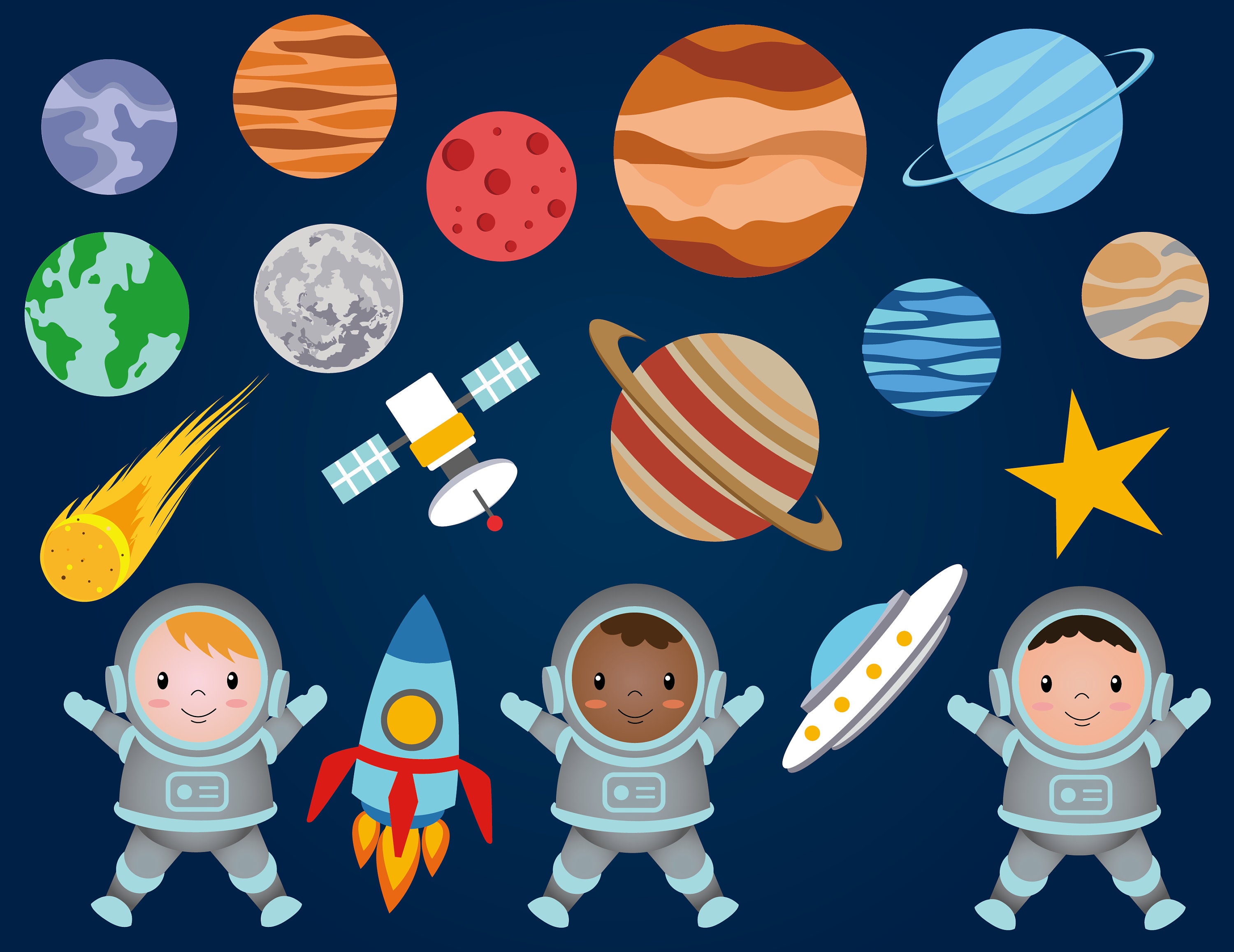 Solar System Clipart Set Astronaut Clipart Planet Clip Art - Etsy Australia