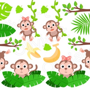 Monkey Clipart Set Baby Monkey Image Monkey Cake Topper - Etsy