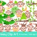 Monkey Clipart Set, Baby Monkey Image, Monkey Cake Topper, Baby Shower ...