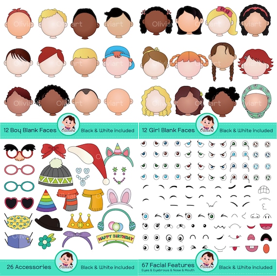 Blank Face Girl Clipart With Bow