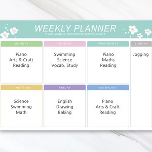 Editable Weekly Planner template Home School Kids Weekly | Etsy