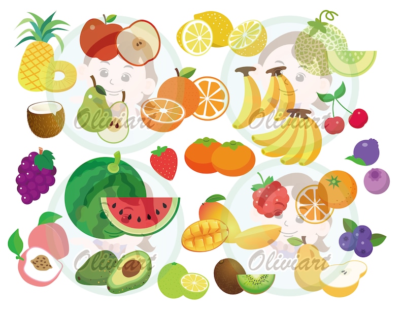 Fruit Clip Art Summer Clip Art Fruit Slices Clip Art Fruit - Etsy