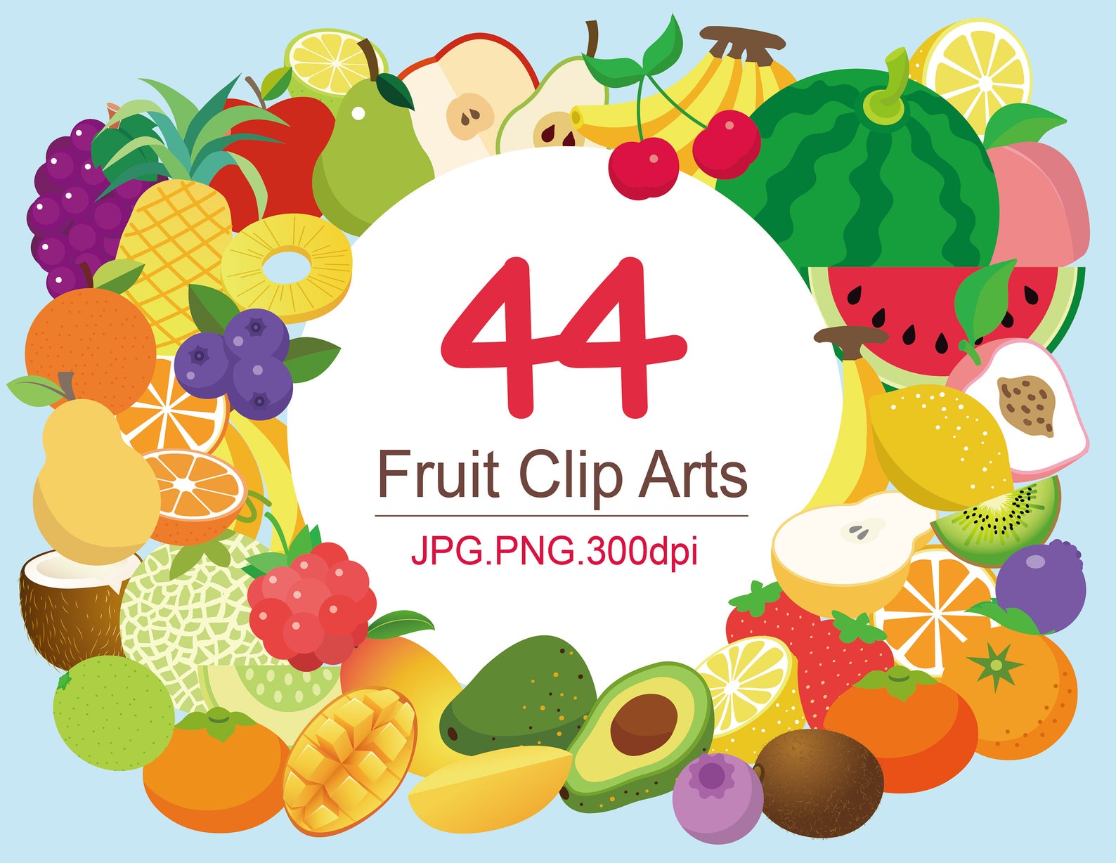 Fruit Clip Art Summer Clip Art Fruit Slices Clip Art Fruit - Etsy