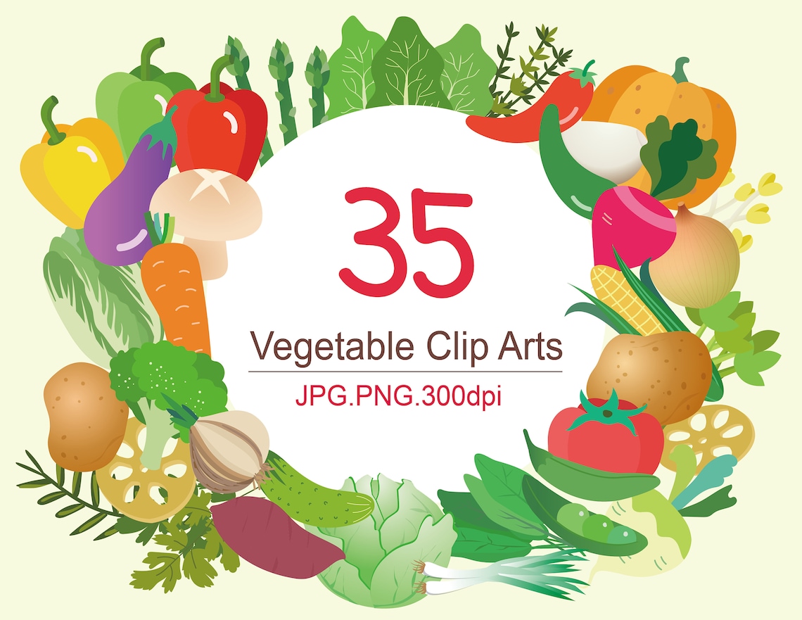 Vegetable Clip Art Veggies Clip Art Vegetables Graphics - Etsy