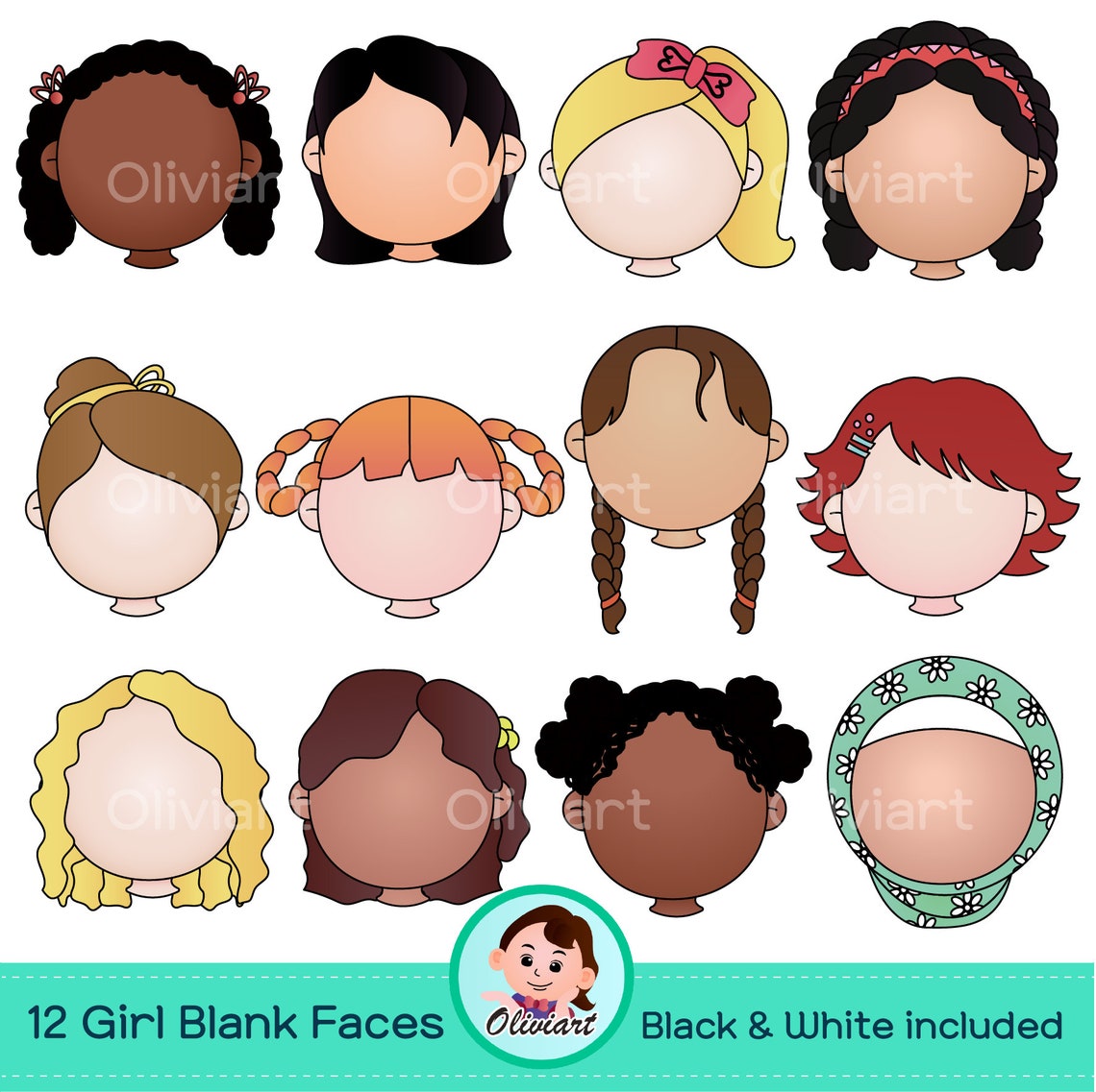 Build a Face Clip Art Bundle / 234 Clip Art / Black and White - Etsy