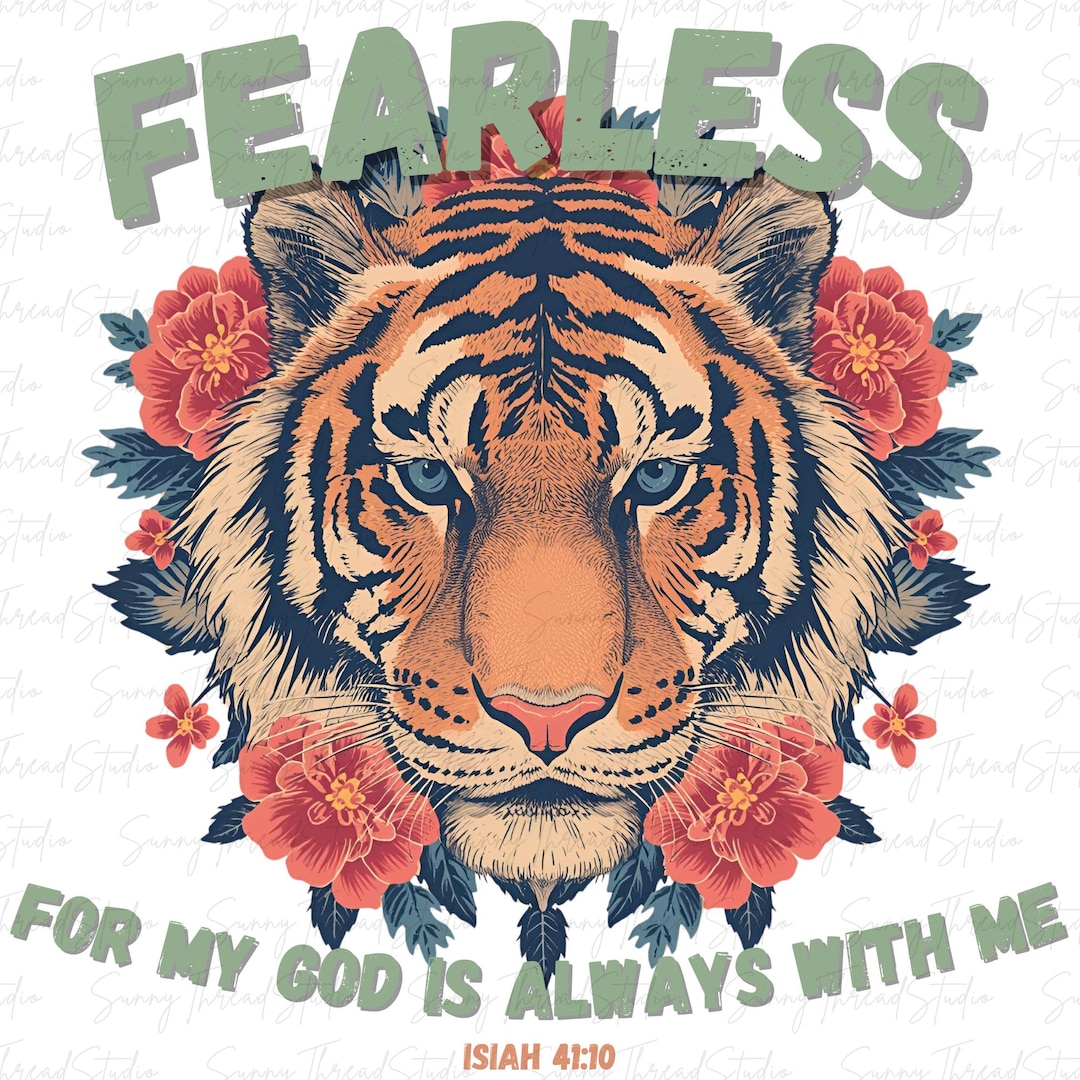 Vintage Tiger Christian PNG - Fearless Bible Verse Design (digital ...