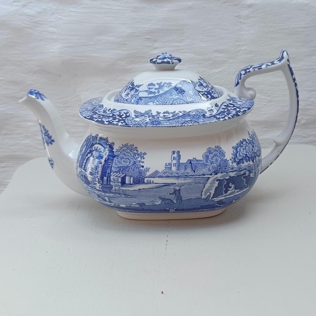 Spode Italian Blue & White Teapot | Classic Blue Transferware | English ...