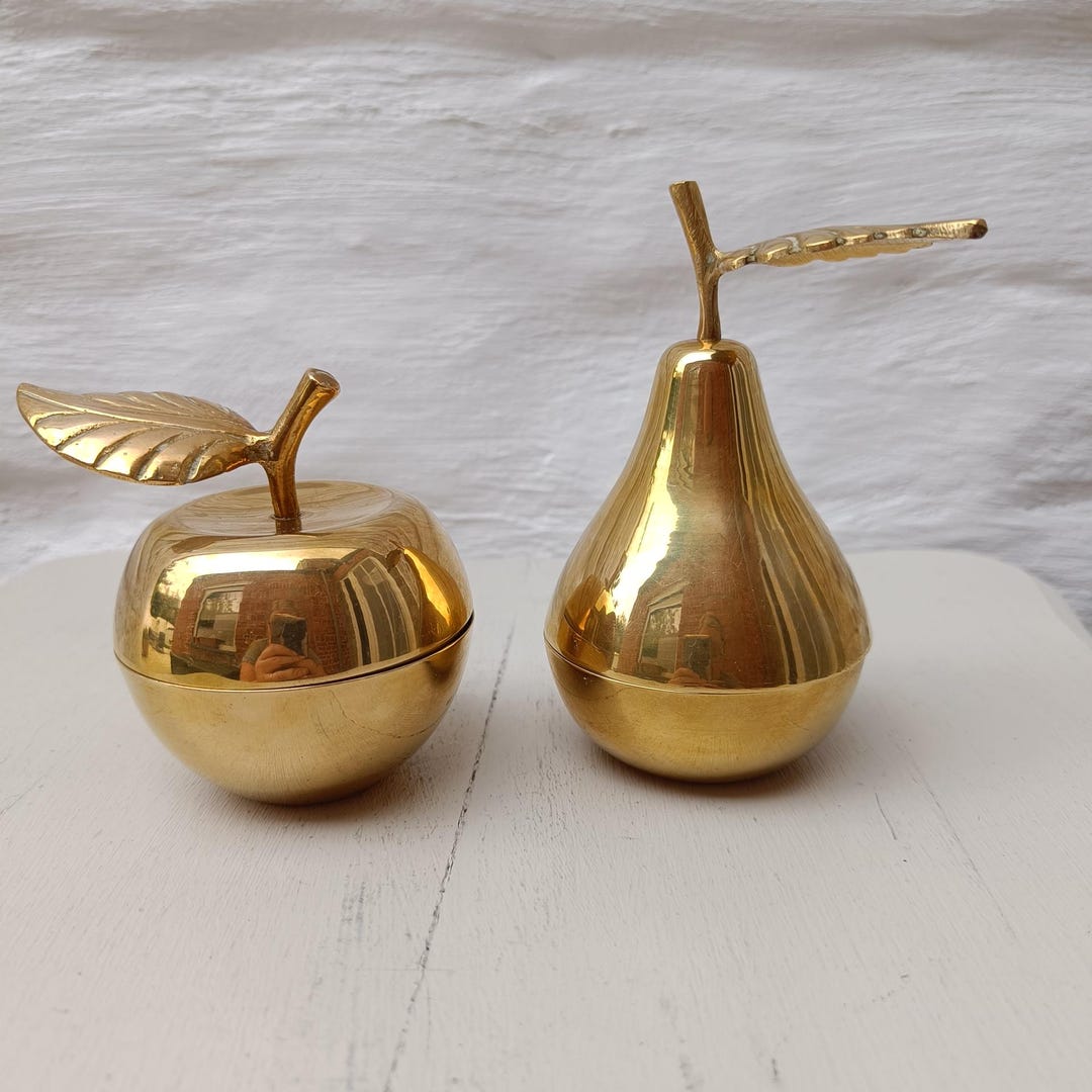 Brass Apple & Pear Trinket Box Set | Solid Brass Decorative Containers ...