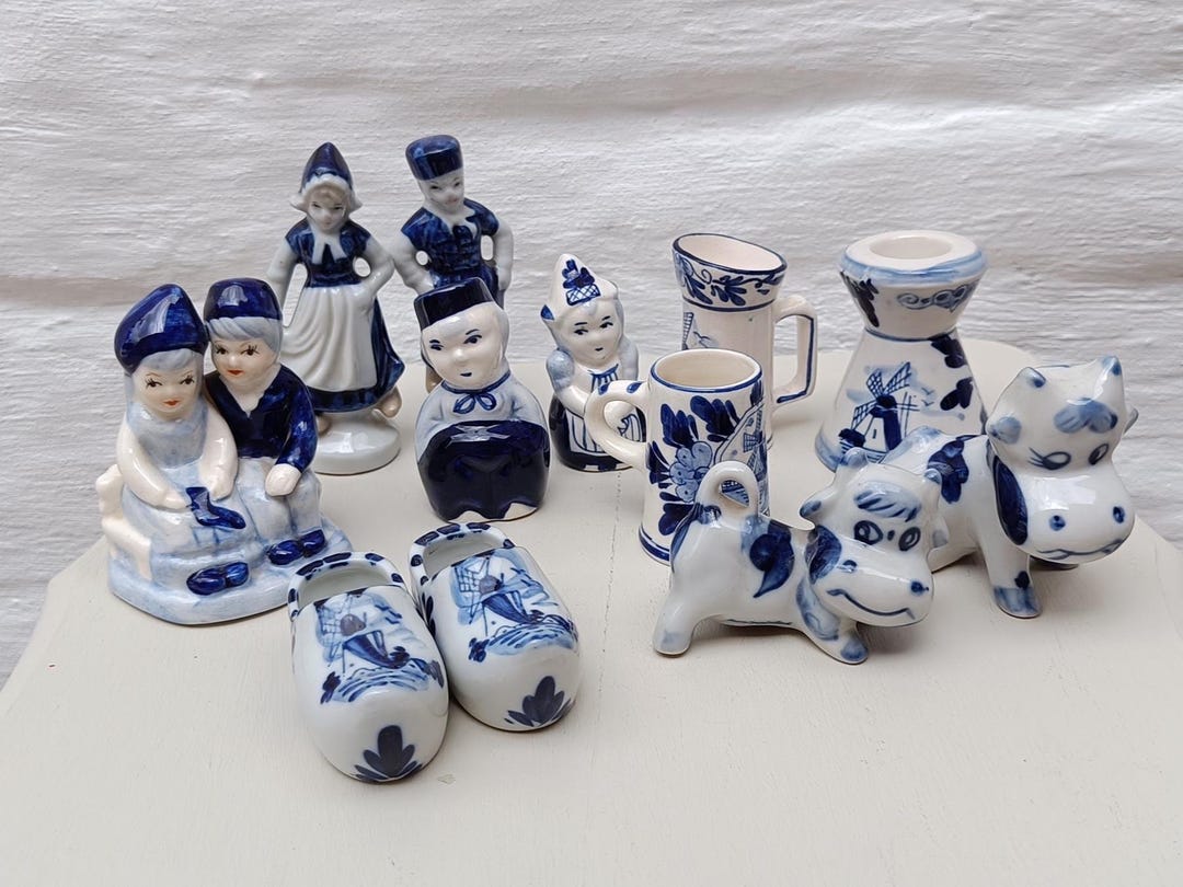 Delft Blue Figurine Bundle | Hand Painted Porcelain Collectibles ...