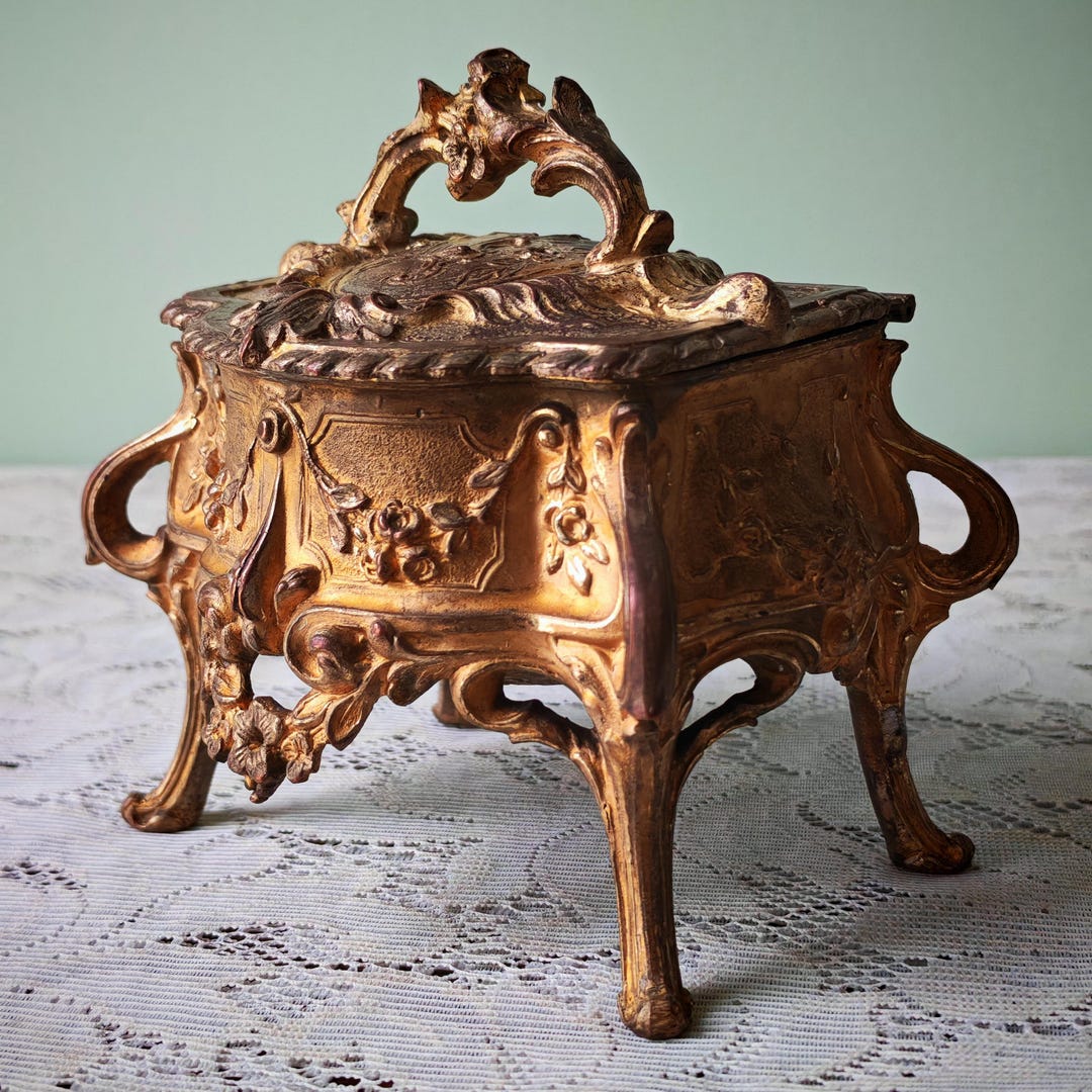 Antique Bronze Rococo Revival Jewelry Casket | 1850–1880 | Heavy Ornate ...