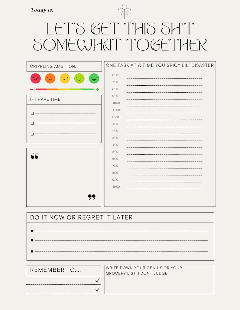 Funny Daily Planner Printable | Instant Download | Sassy To-do List PDF ...