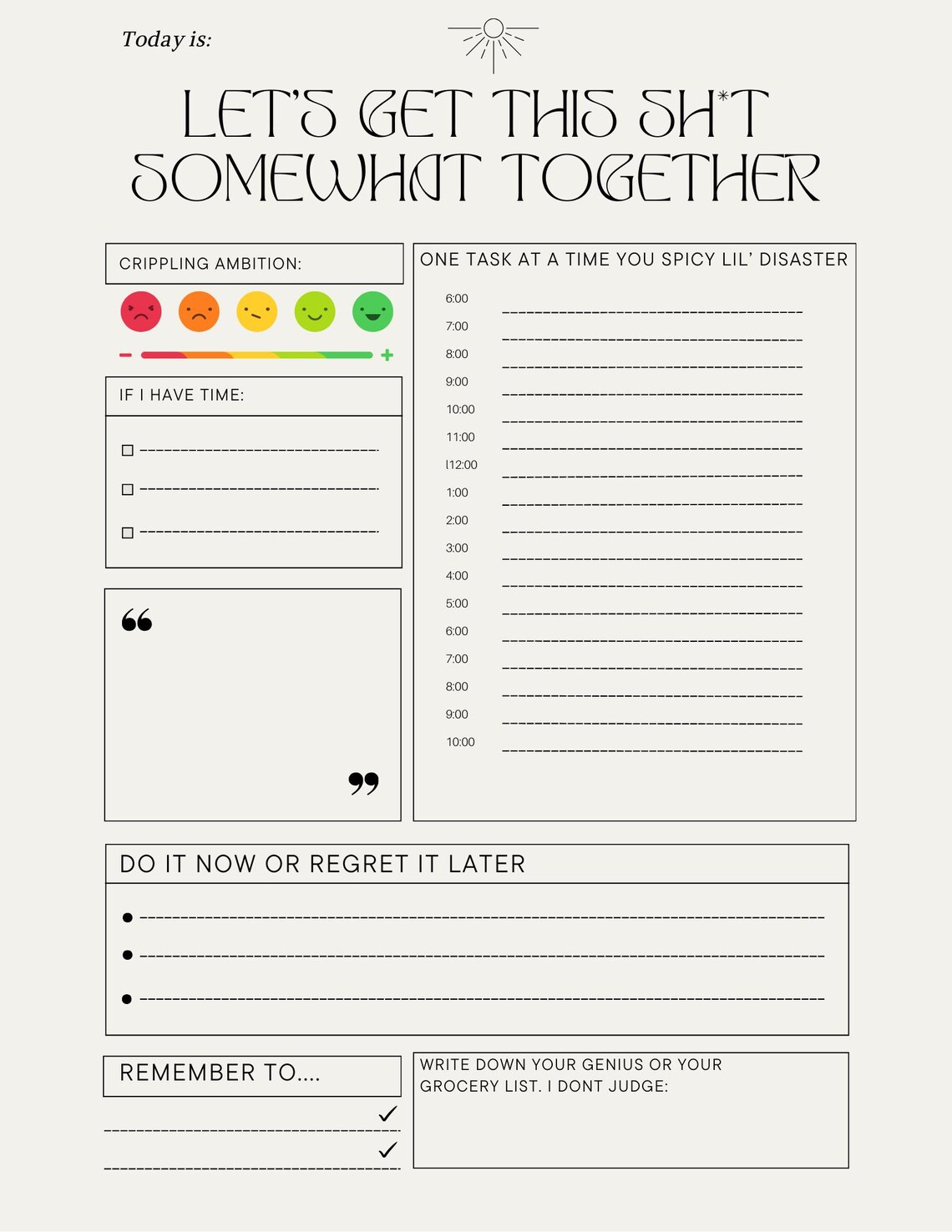 Funny Daily Planner Printable | Instant Download | Sassy To-do List PDF ...