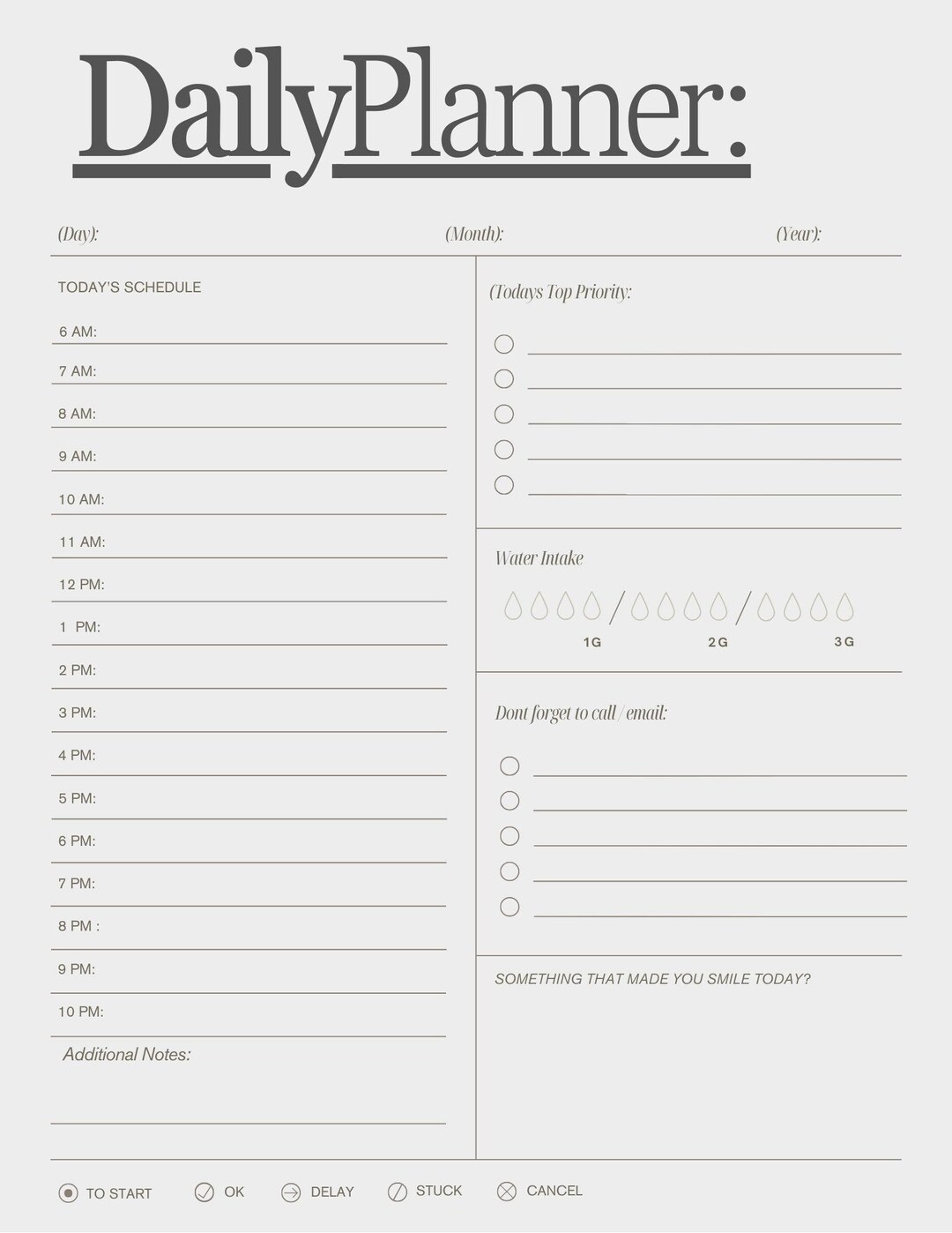 Minimalist Daily Planner Printable | Aesthetic Productivity Template ...