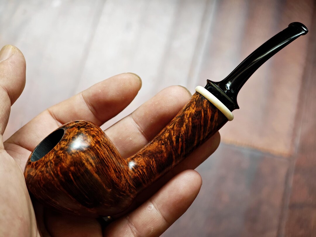 Vintage Straight Stem Carved Pipe Yellow-brown Grain | Custom Engraving ...