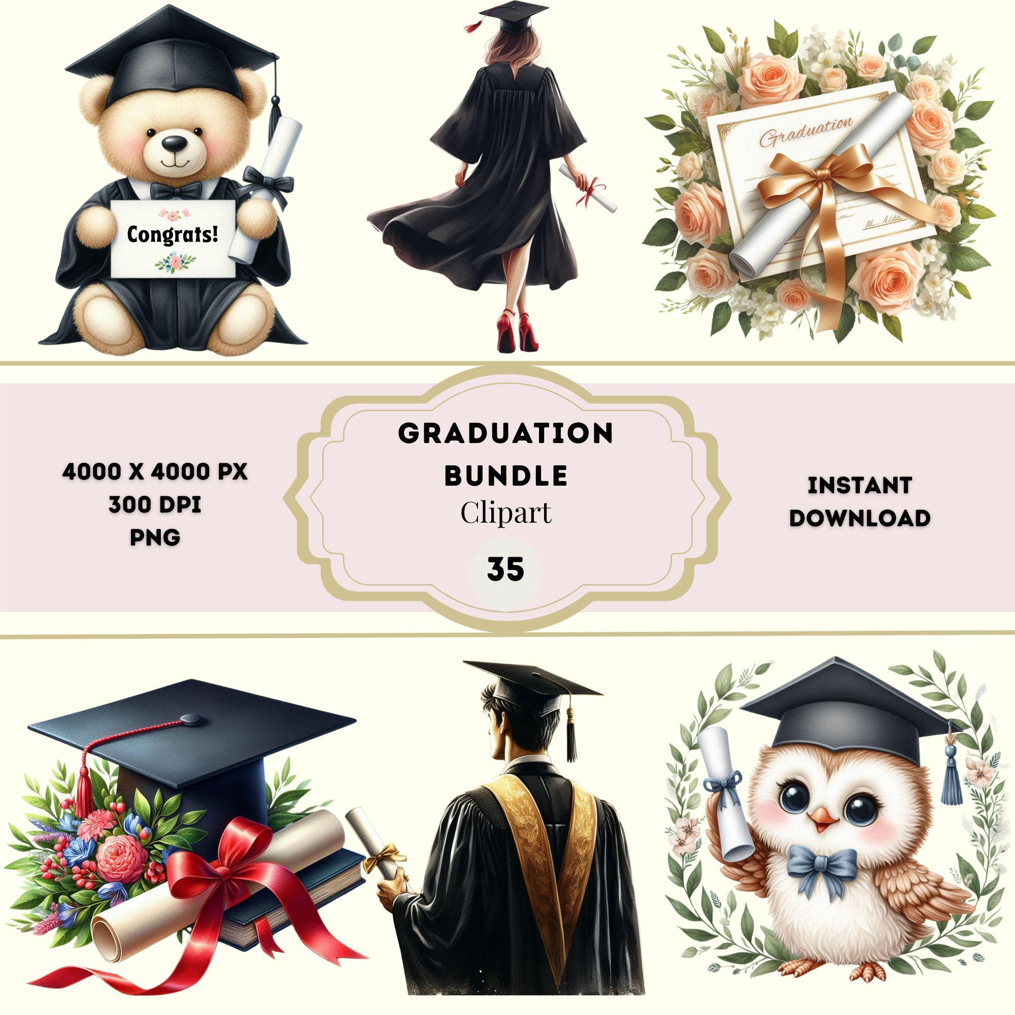Graduation Bundle Clipart, Watercolor Graduation PNG, Graduation Party ...