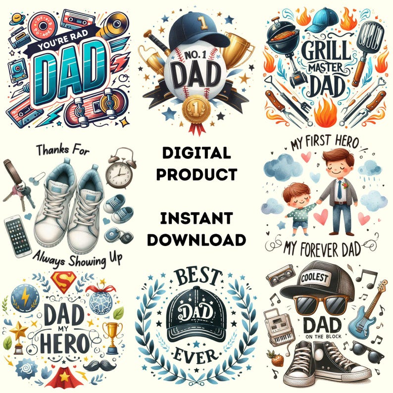 Father's Day Quotes Clipart, Happy Fathers Day Bundle, High Quality ...